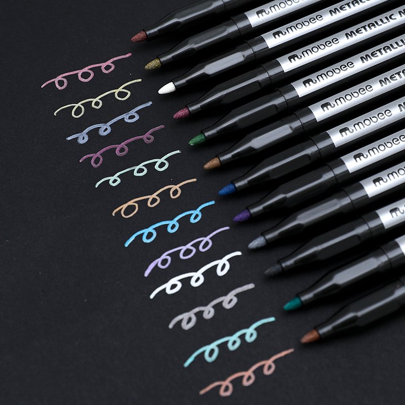 Mobee Metallic Markers | 12 Flotte farver | Galleri Roholt