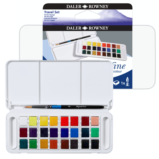 Aquafine Watercolor | 24 Farver + Pensel | Galleri Roholt