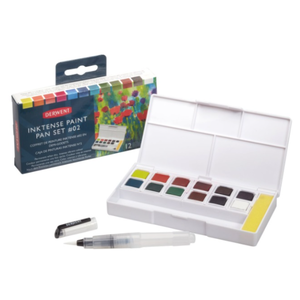 Derwent Inktense Paint set | 12-pak + brush | Galleri Roholt