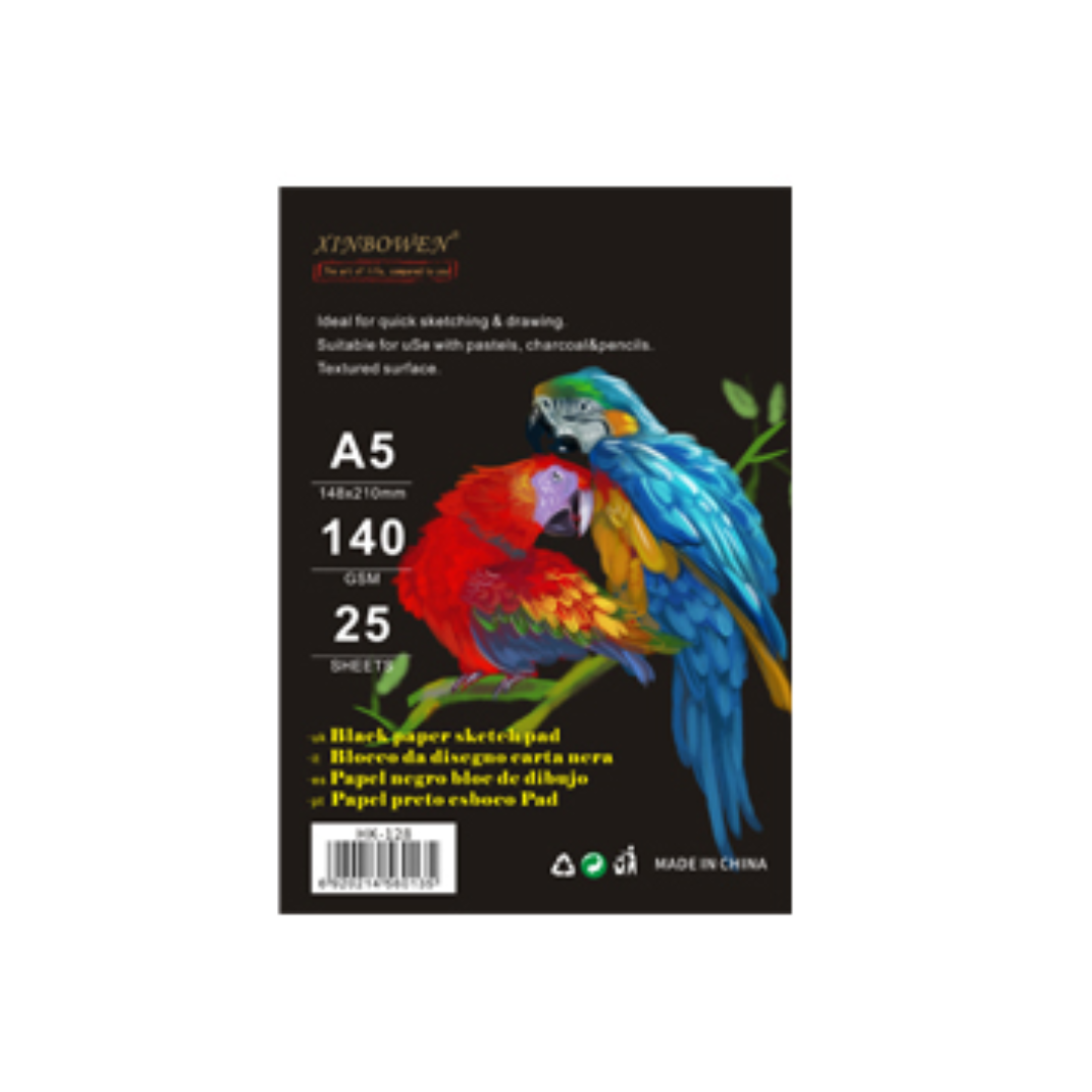 Skitseblok med Sort papir A5 | 140G | Galleri Roholt